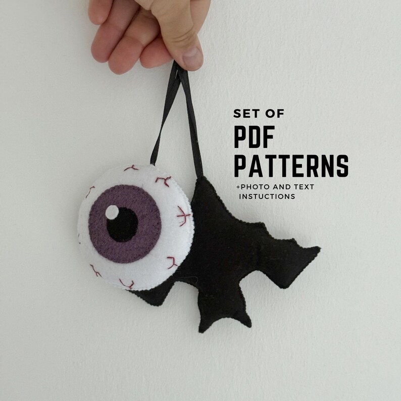 Bundle of Felt Spooky Eyeball and Bat Sewing Patterns: DIY Halloween ...