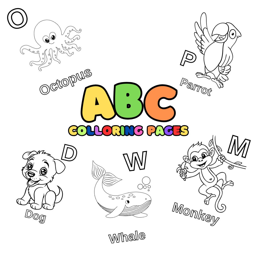 Alphabet With Animals Coloring Pages Preschool Activity Printable ...