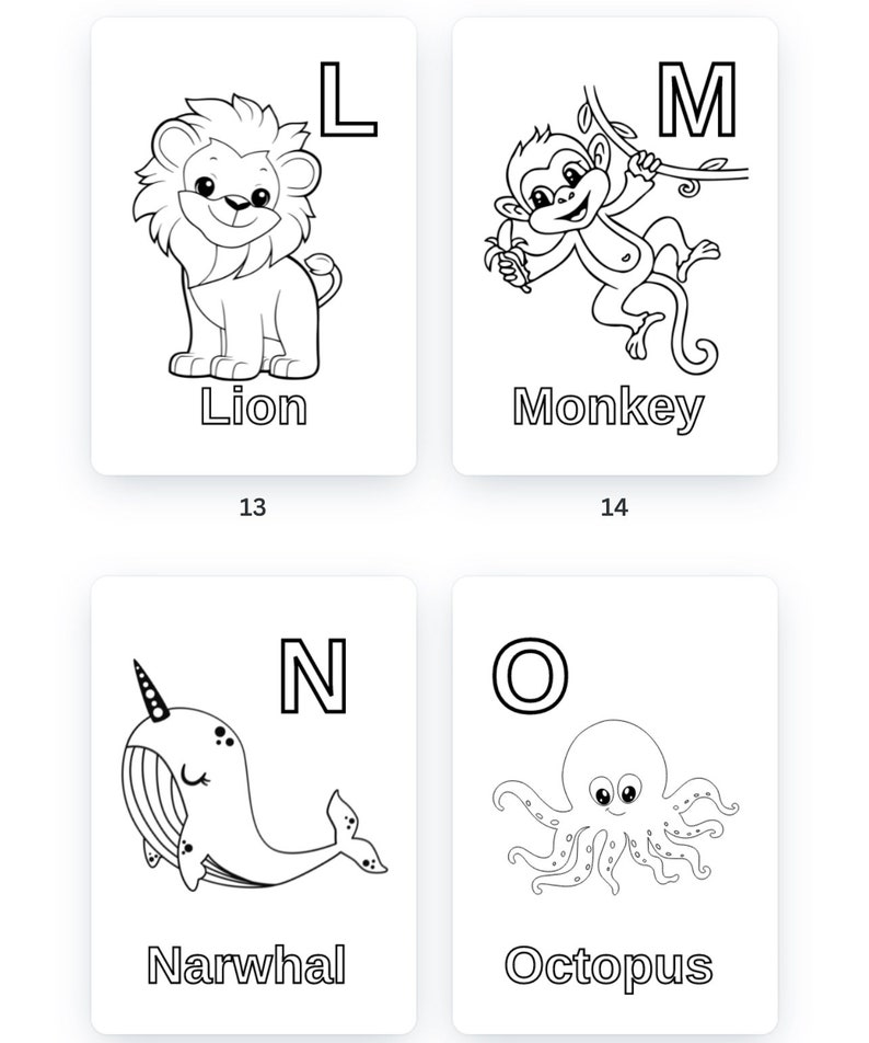 Alphabet With Animals Coloring Pages Preschool Activity Printable ...