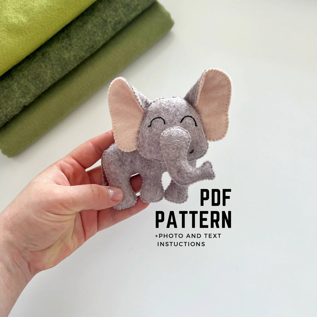 Elephant Sewing Pattern PDF Digital Pattern Safari Nursery Decor Felt ...