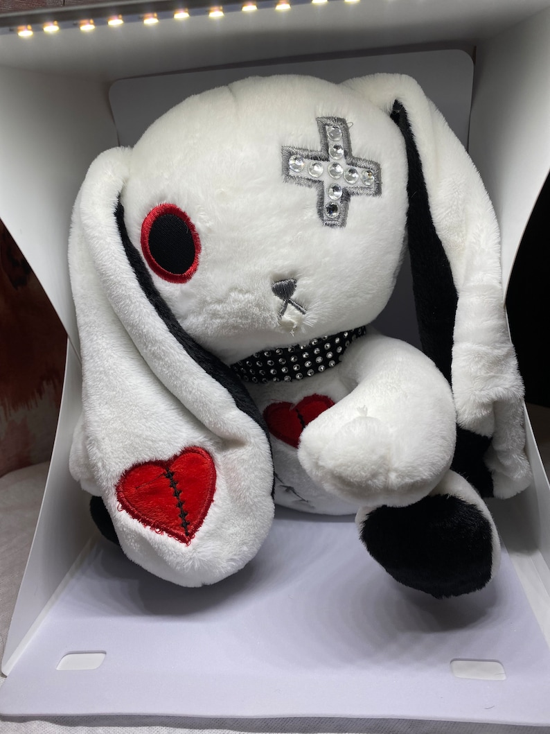 Bedazzled Gothic Rabbit Plush Stash Jar, Animal Doll Stuffed Toy, Mason ...