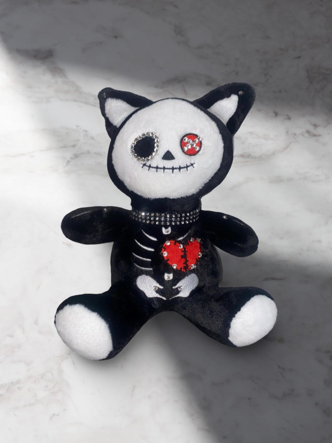 Large Bedazzled Molutian Skeleton Cat Plush Stash Jar, Animal Doll ...