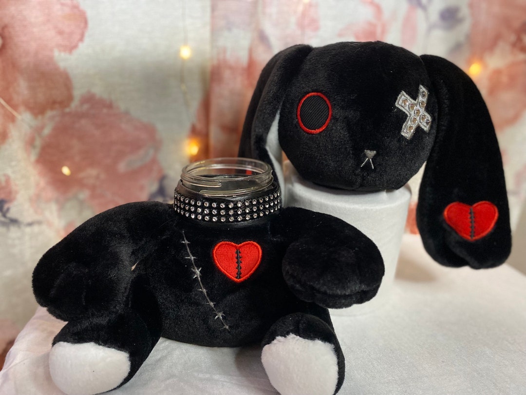 Bedazzled Gothic Rabbit Plush Stash Jar: Animal Stuffed Toy (8 -16oz ...