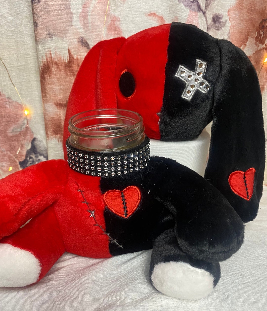 Bedazzled Gothic Rabbit Plush Stash Jar: Handmade Stuffed Animal Doll ...