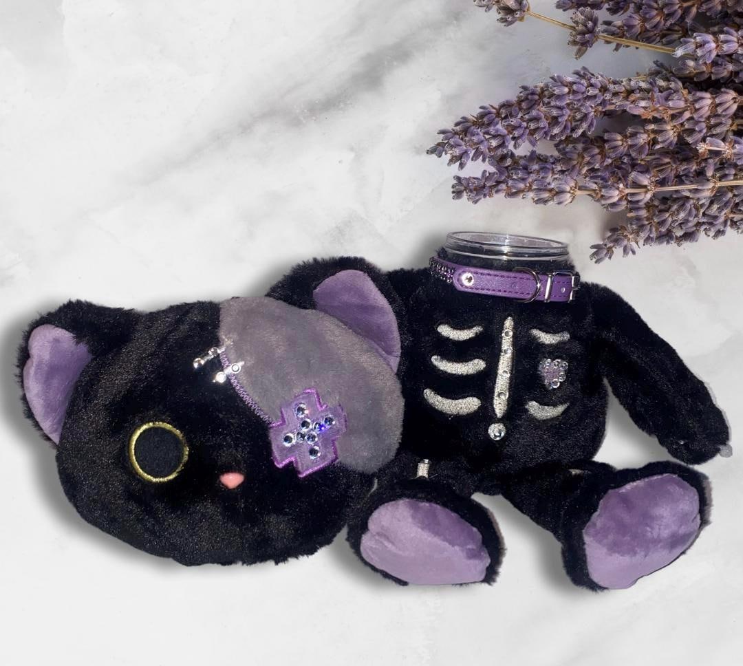 Bedazzled Skeleton Cat Plush: Stash Jar Doll - 16oz Mason Jar - Etsy