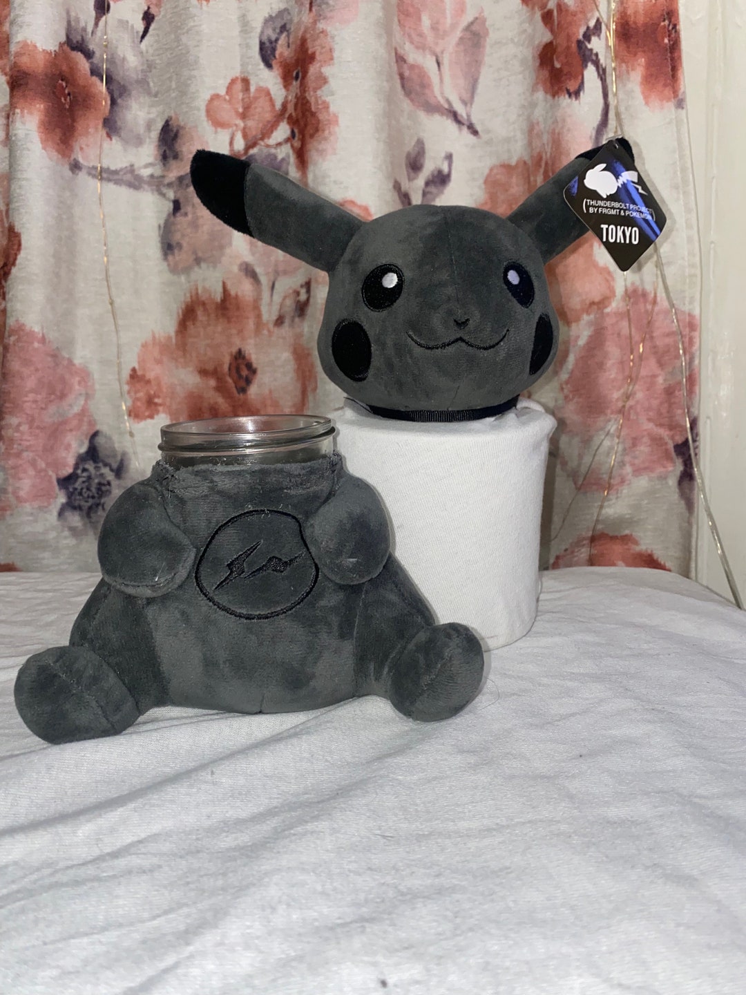 Pokemon Black Pikachu Stash Jar, 9.45inch Plush Toy Anime Figures ...