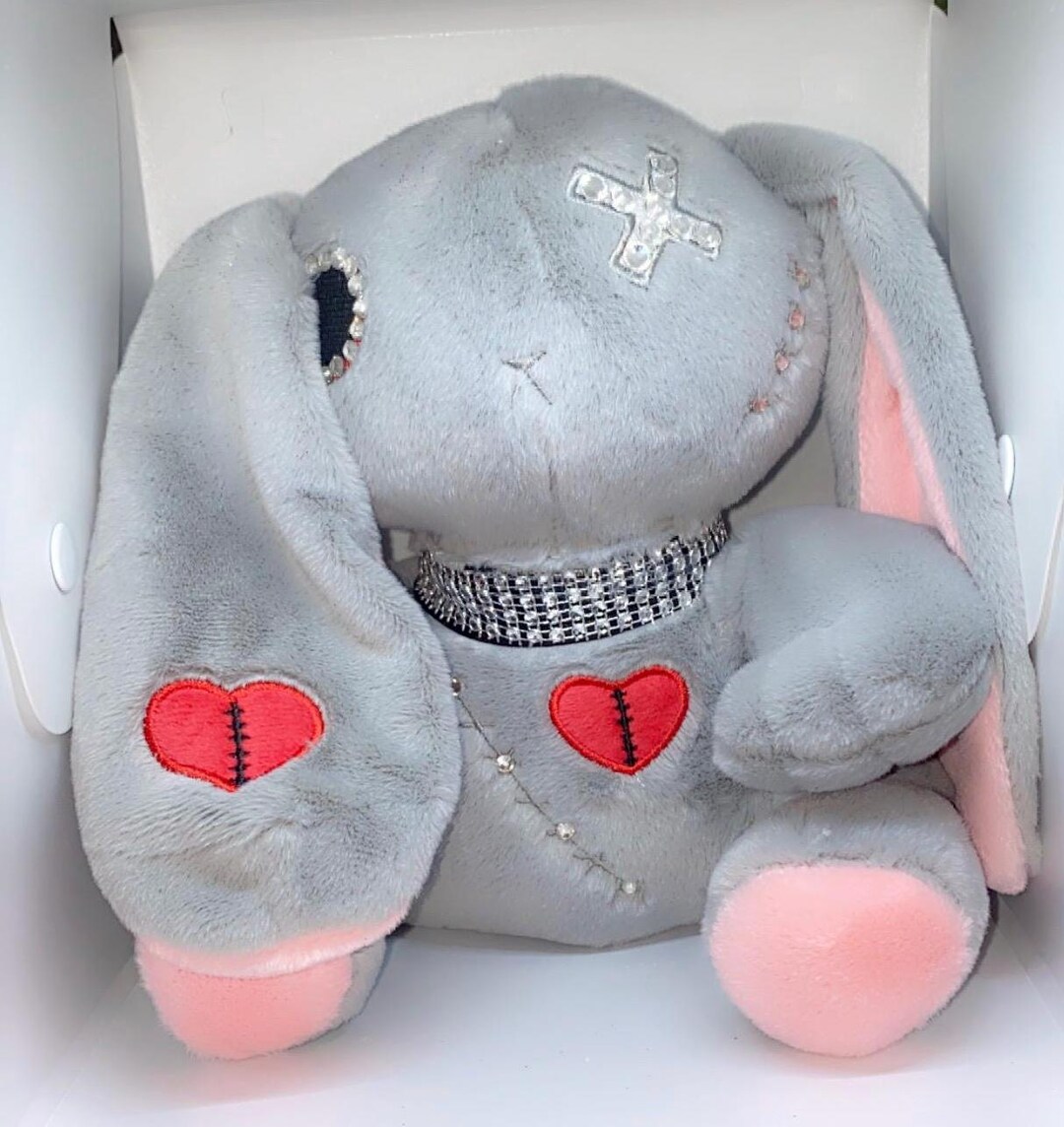 Bedazzled Gothic Rabbit Plush Stash Jar, Animal Doll Stuffed Toy, Mason ...