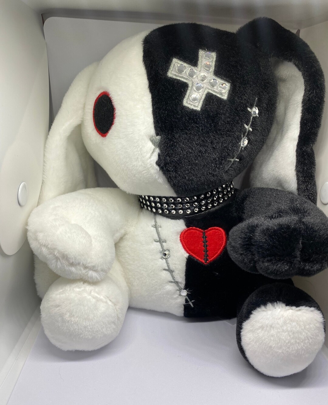 Bedazzled Gothic Rabbit Plush Stash Jar, Animal Doll Stuffed Toy, Mason ...