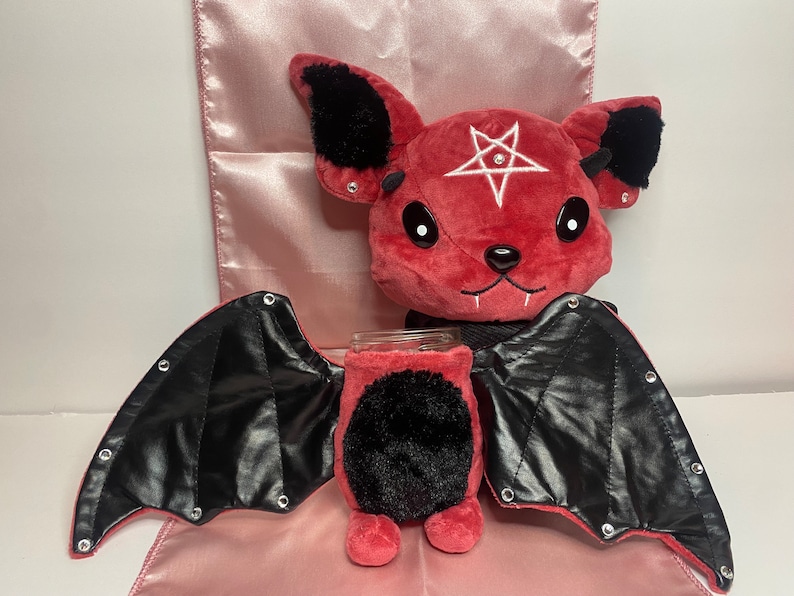 Bedazzled Gothic Bat Plush Stash Jar, Animal Doll Stuffed Toy, Mason ...
