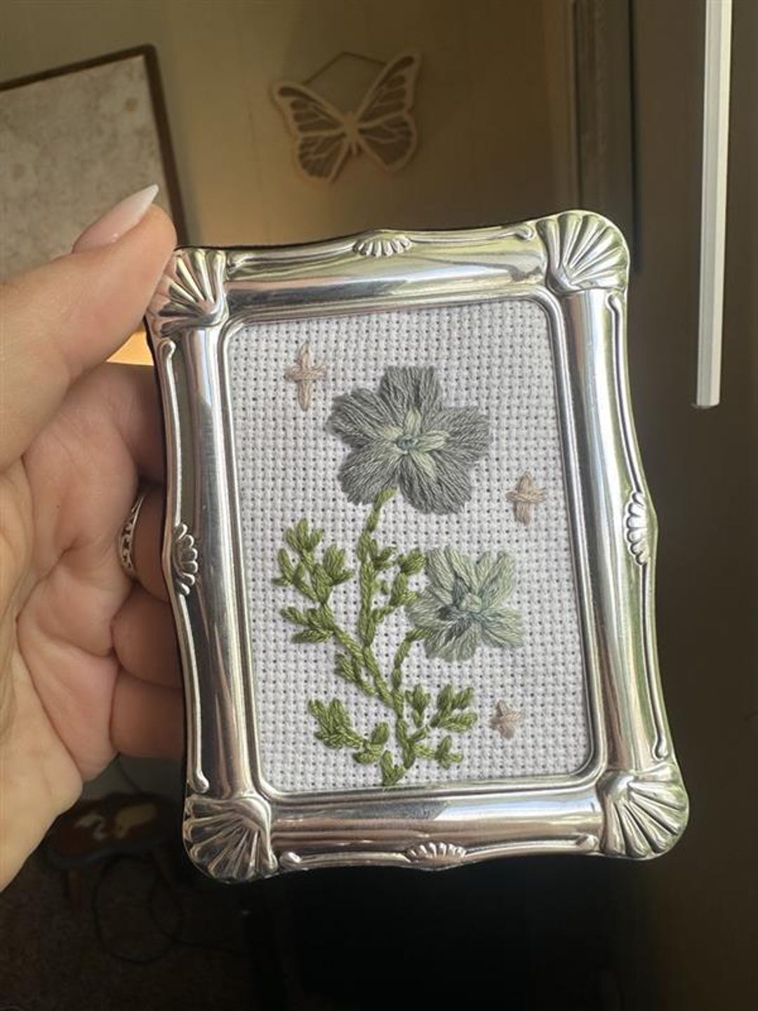 Mini Silver Embroidered Frame - Madi - Etsy