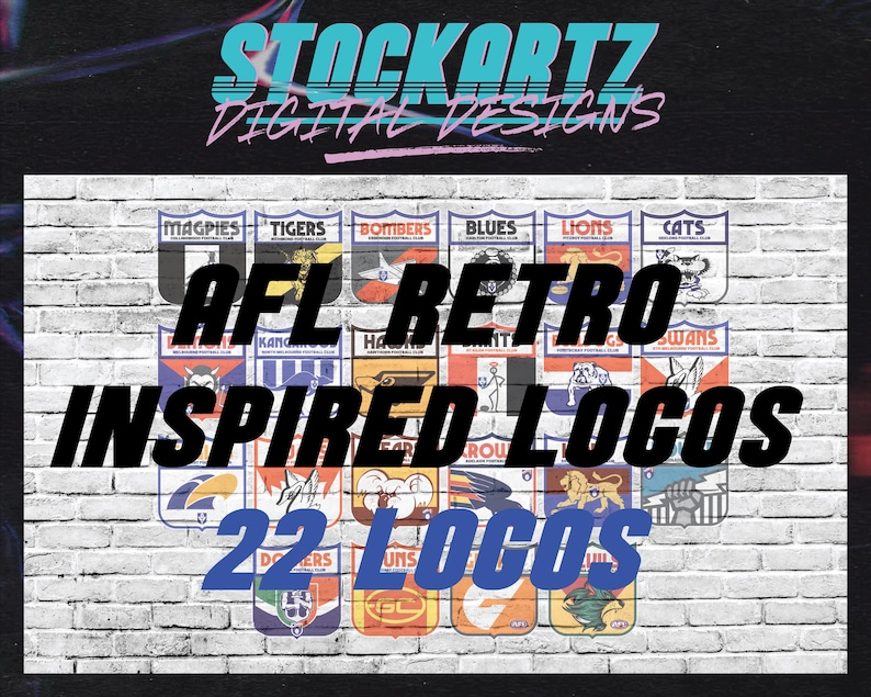 AFL Retro Inspired Logos Stickers Sublimination Wall Art .png, .svg and ...