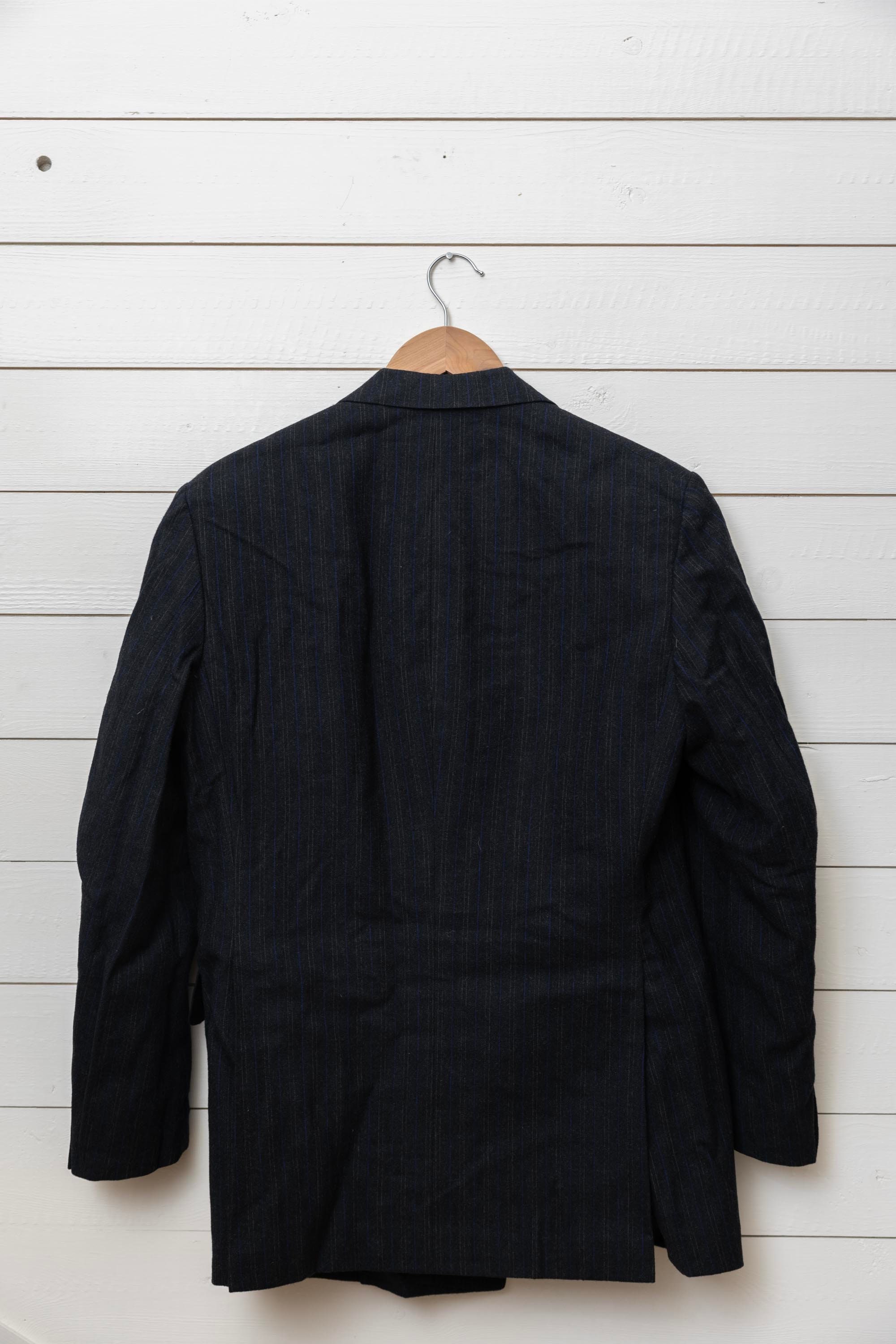 Blue Pinstriped Double Breasted Suit Jacket - Etsy