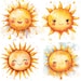 Cute Watercolor Sun Clipart Bundle, 30 Smiling Sun Illustrations With ...