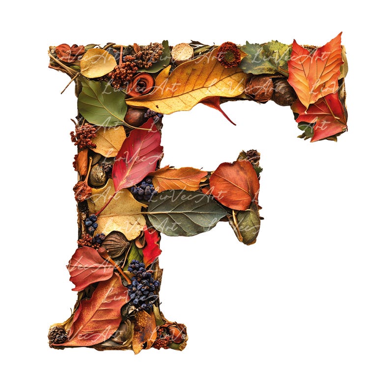36 Autumn Alphabet & Numbers Clipart Set – Fall Leaves Floral Font ...