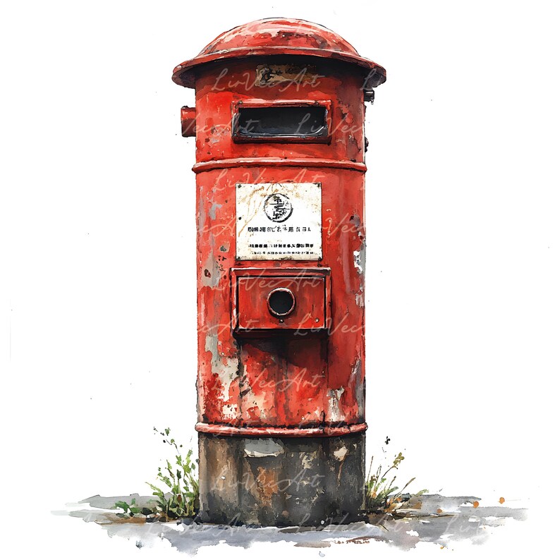 Vintage Watercolor Mailbox Clipart – 50 Rusty Old Post Boxes, Mail ...
