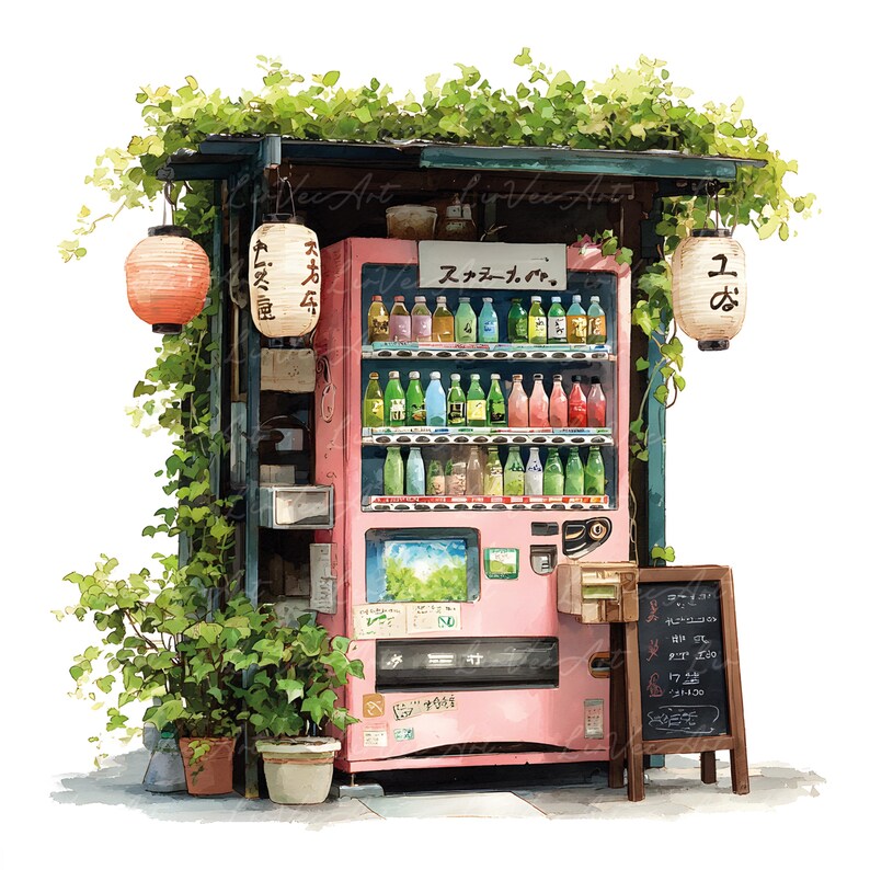 Kawaii Japanese Shop Clipart – 28 Anime-style Watercolor Storefronts ...