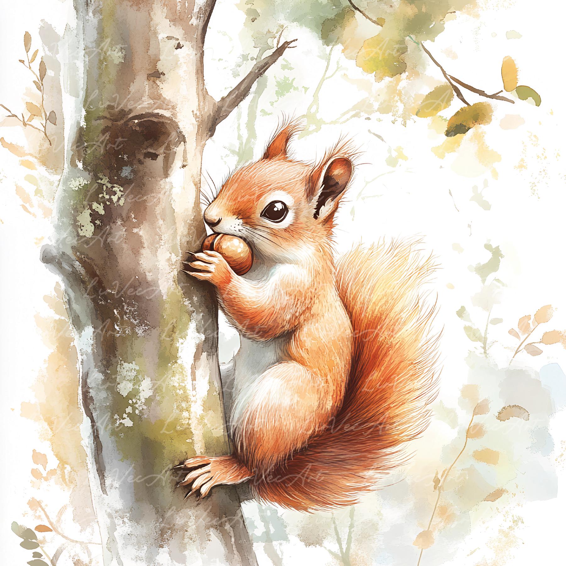 10 Squirrel Clipart Bundle - Watercolor Squirrels, Paper Craft ...