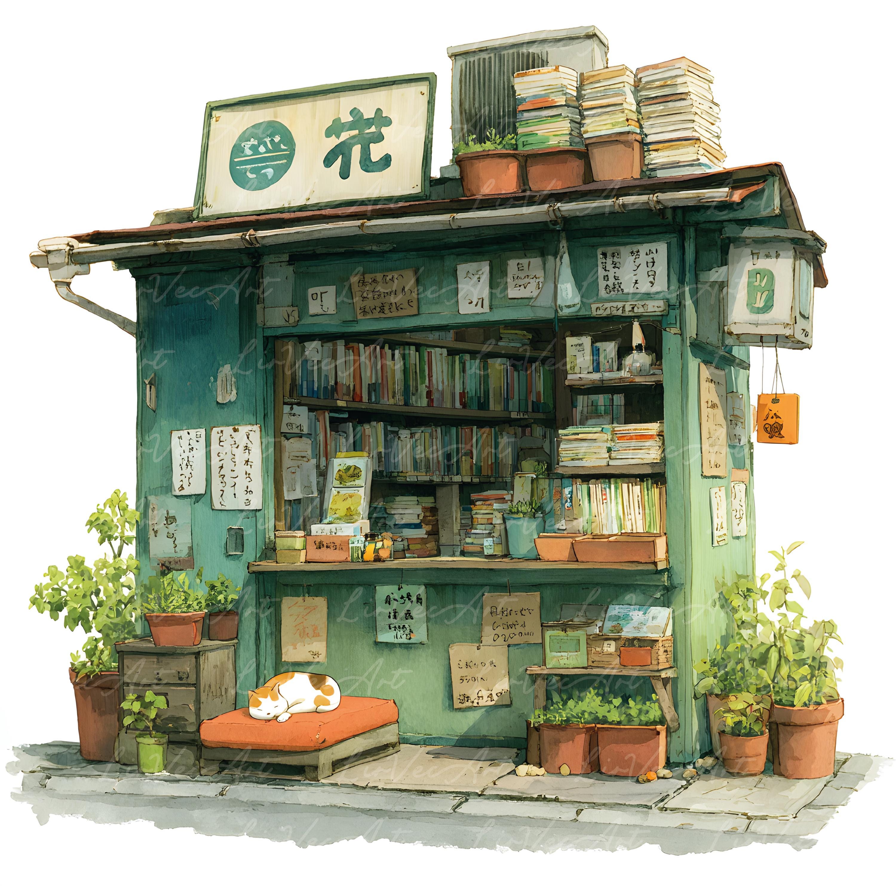 Kawaii Japanese Shop Clipart – 28 Anime-style Watercolor Storefronts ...