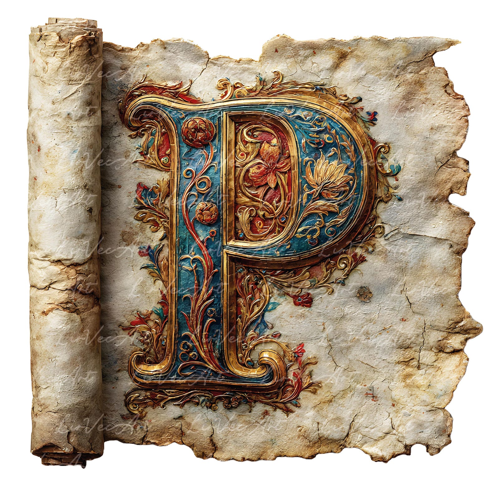 Medieval Scroll Alphabet – 36 Ancient Illuminated Manuscript Scrolls ...