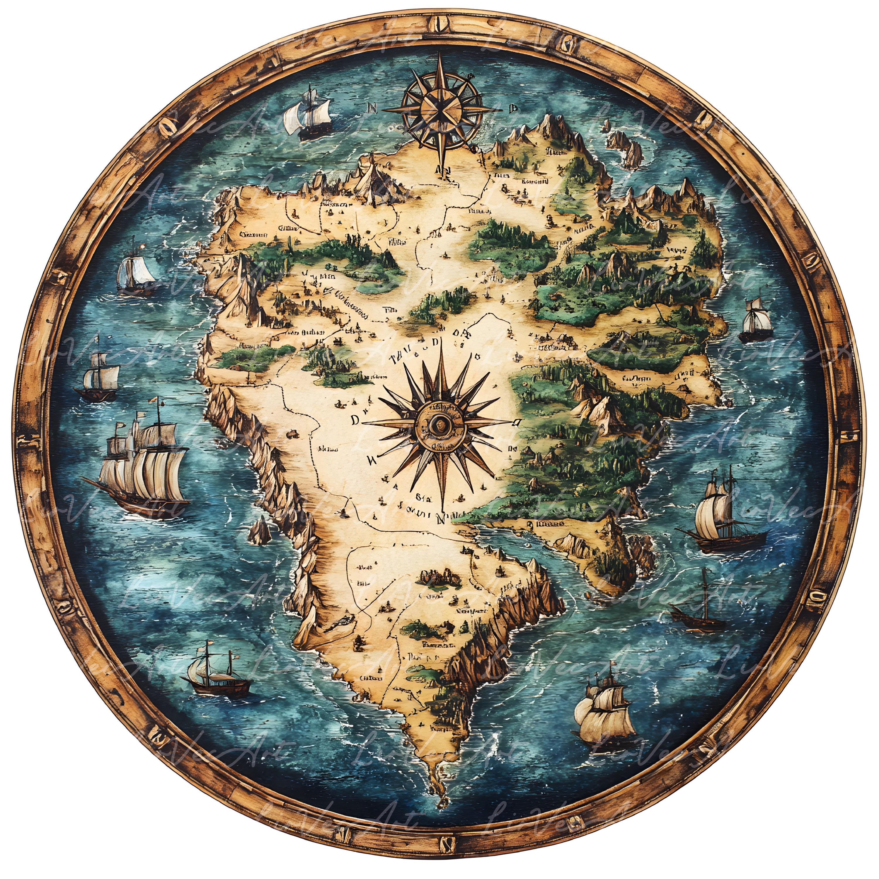 30 Vintage Nautical Explorer Maps Clipart – Old World Sea Charts ...