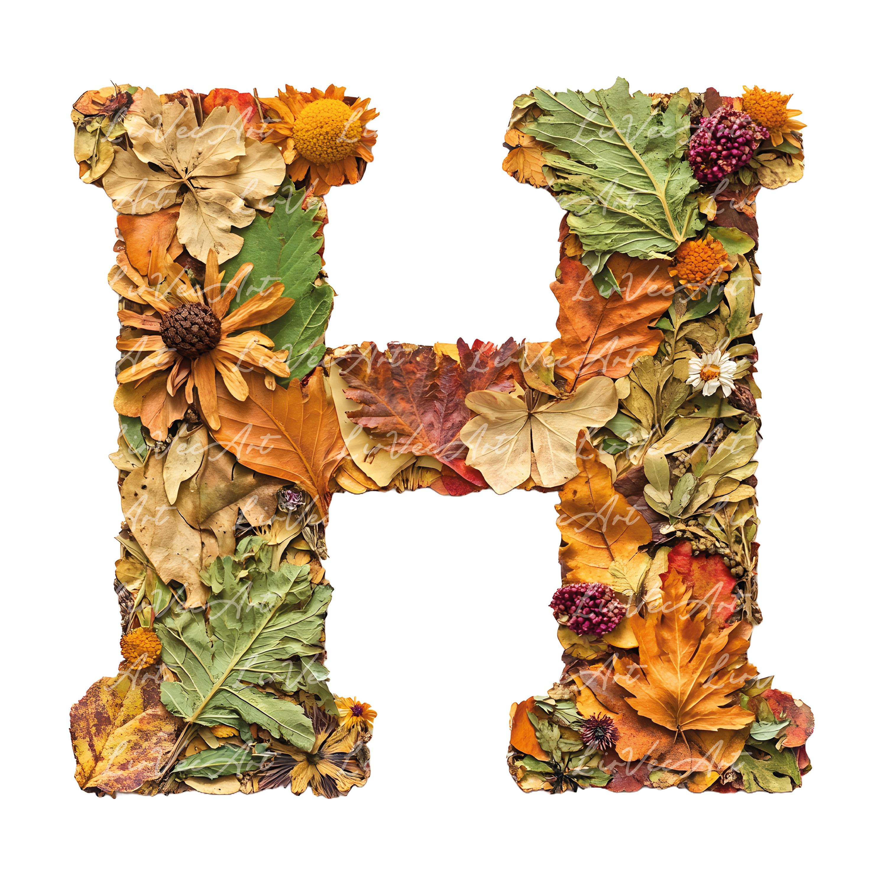 36 Autumn Alphabet & Numbers Clipart Set – Fall Leaves Floral Font ...