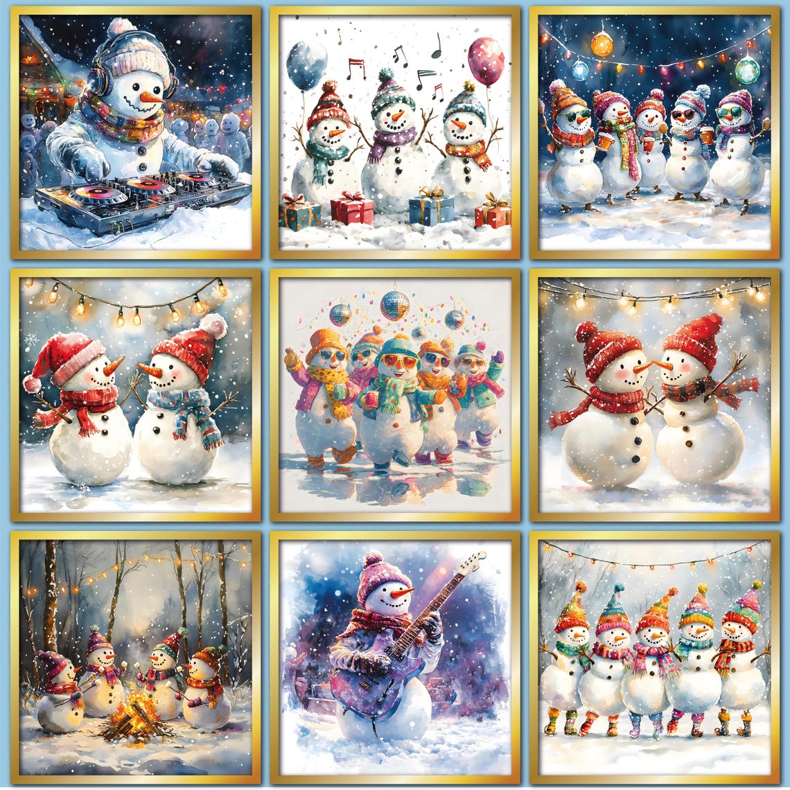 Watercolor Snowman Party Clipart Set – 30 Winter Snowmen Illustrations ...