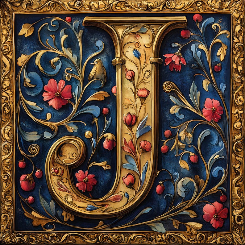 Illuminated Medieval Alphabet and Numbers – Ornate Gold Letters, Floral ...