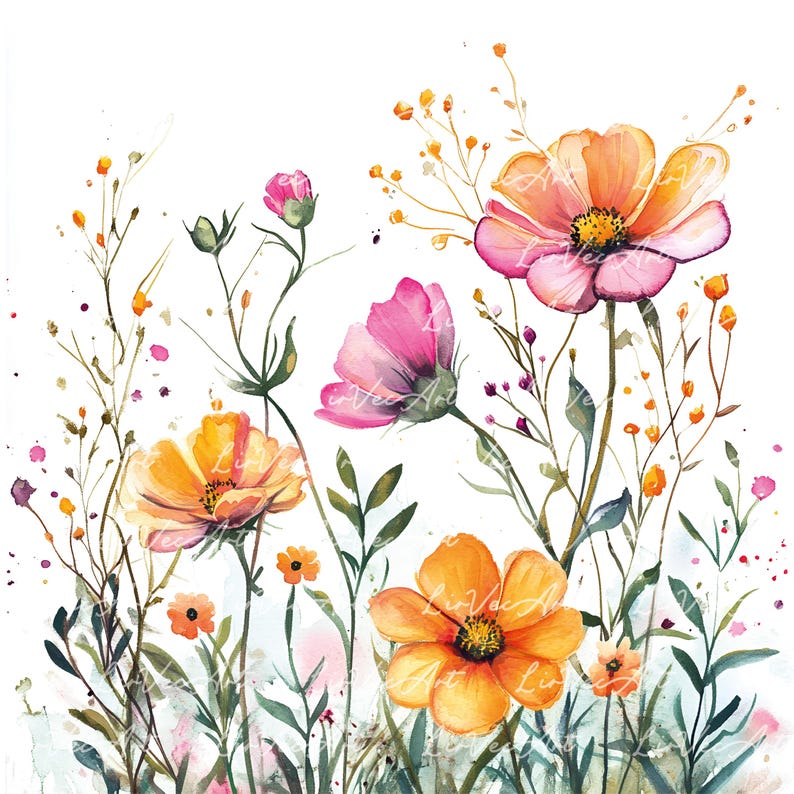 Watercolor Flower Clipart Bundle 20 High Resolution Floral ...