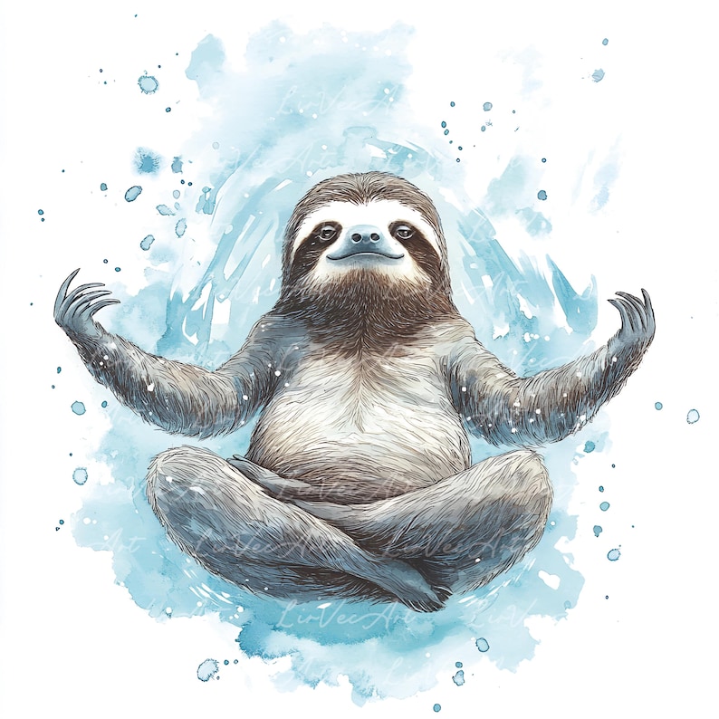 14 Relaxing Yoga Sloths Clipart – Funny Zen Sloth Illustrations ...