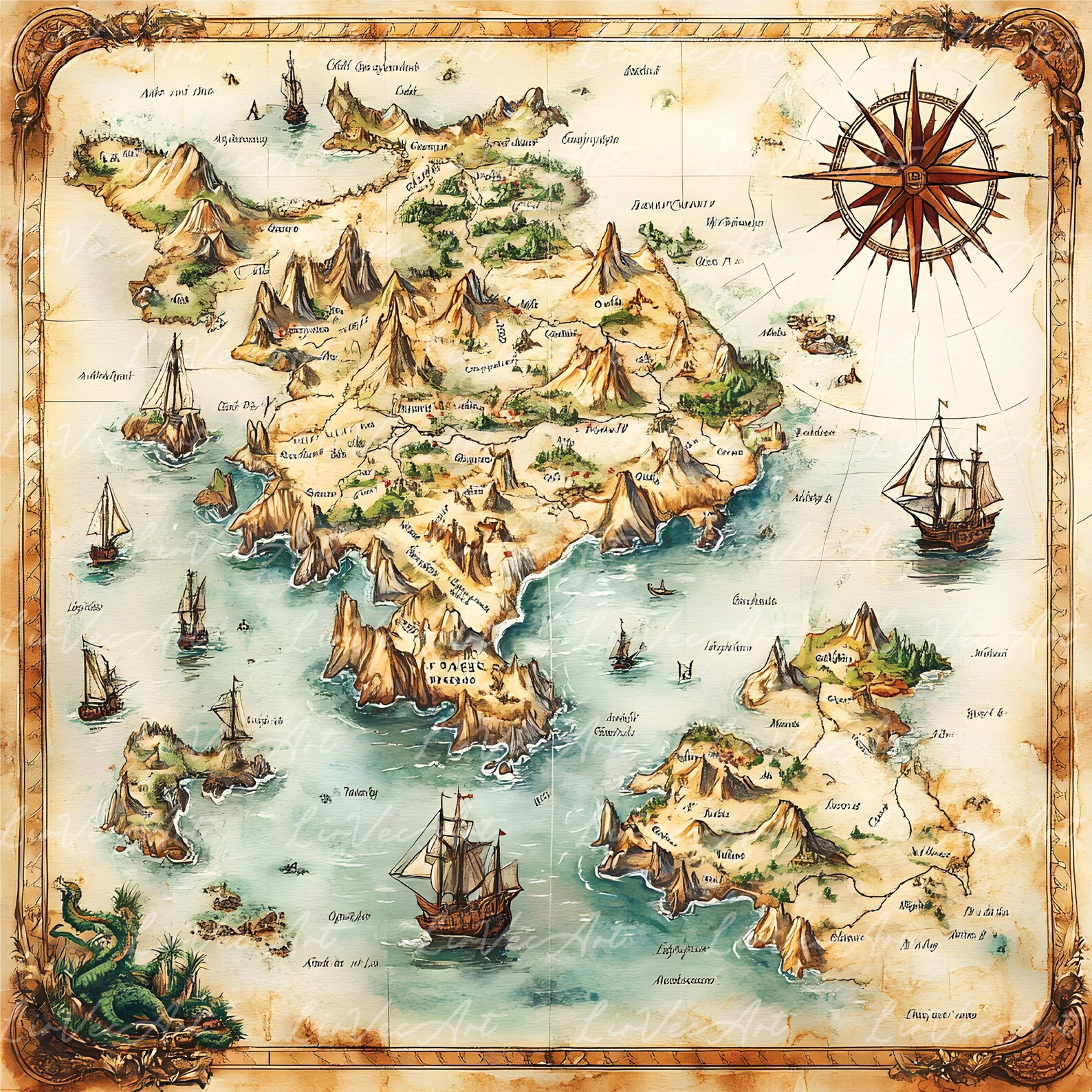 30 Vintage Nautical Explorer Maps Clipart – Old World Sea Charts ...