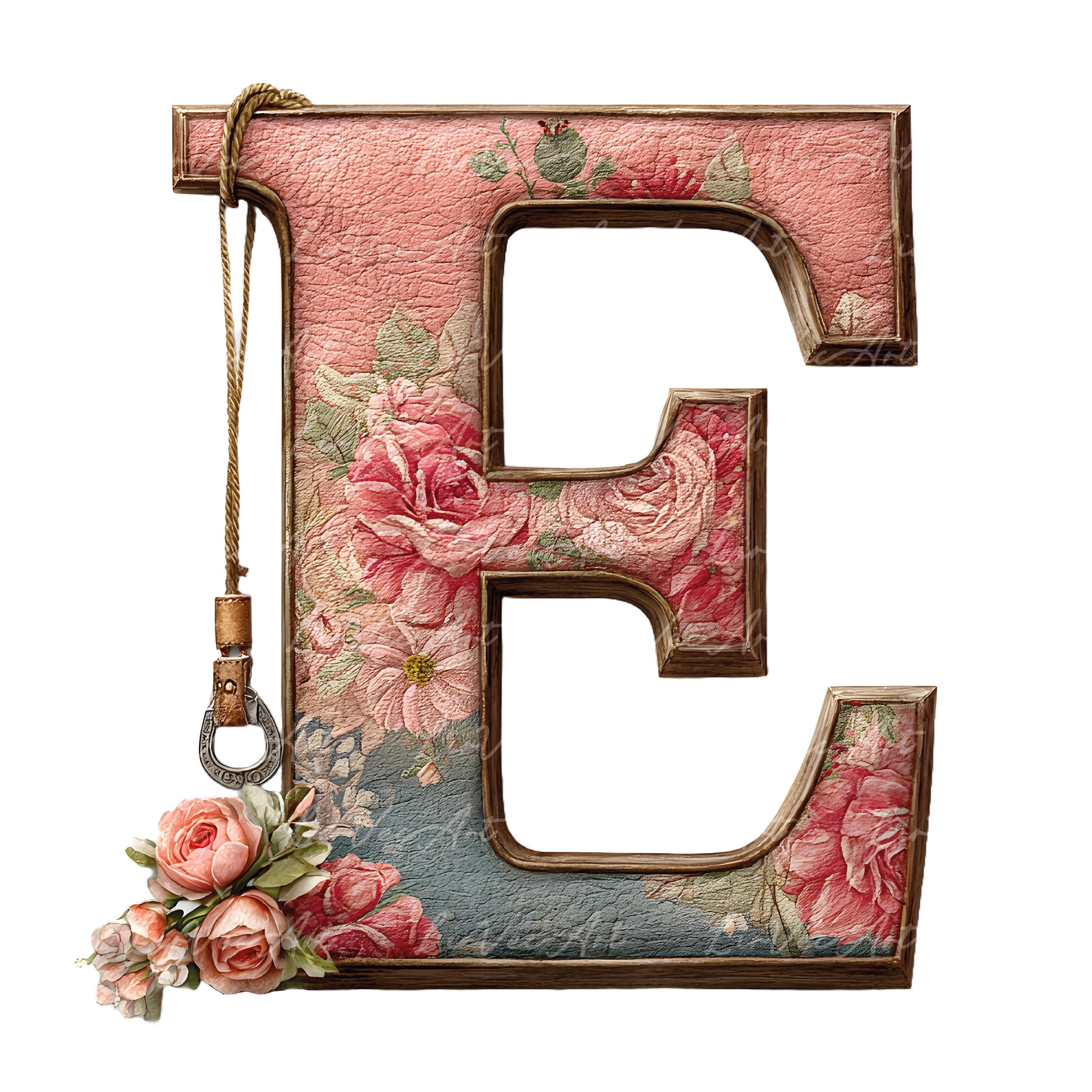 Cowgirl Western Floral Alphabet Clipart, Pink Tooled Leather Letters A ...