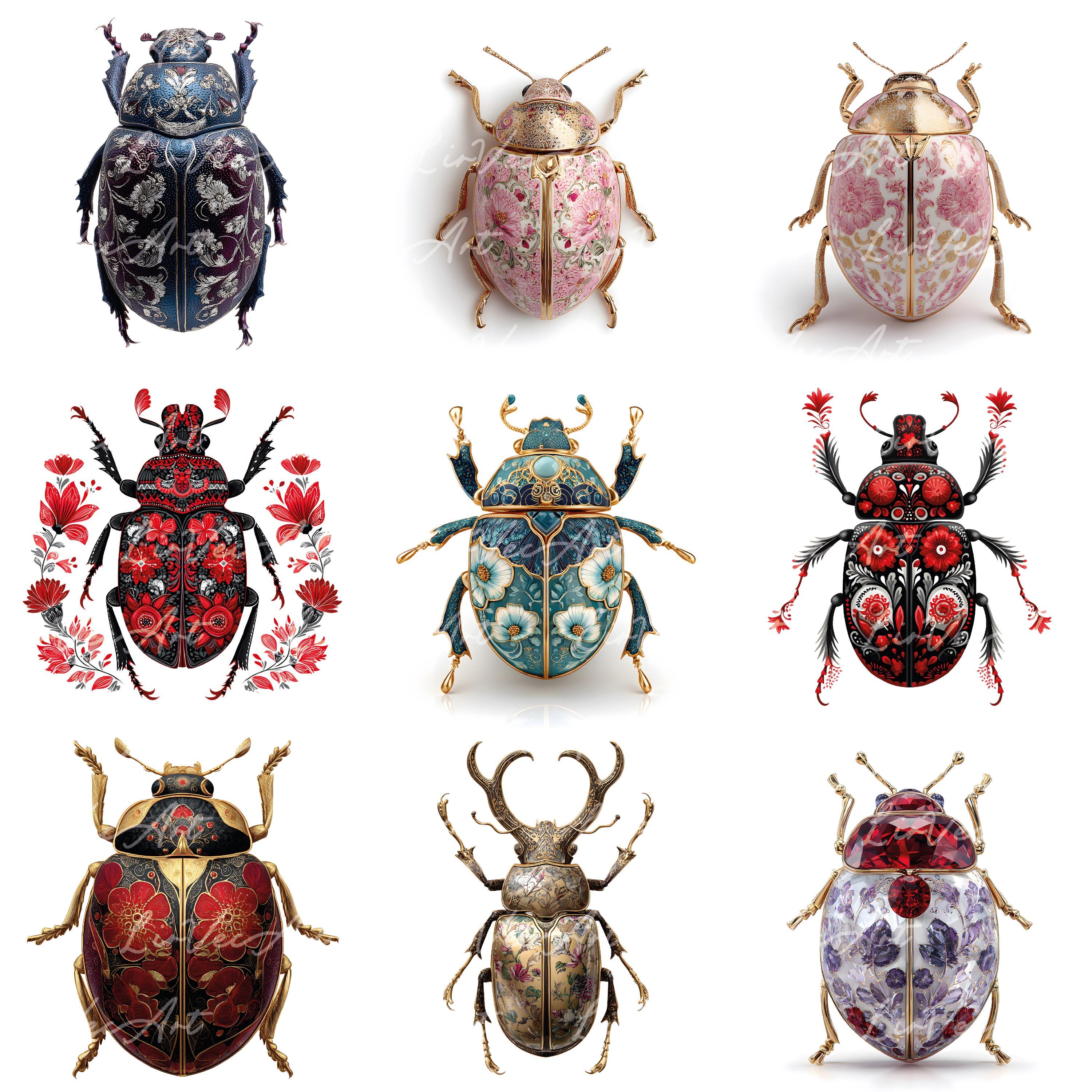 Jewelry Beetles Clipart Set – 40 Ornamental Insects With Floral ...
