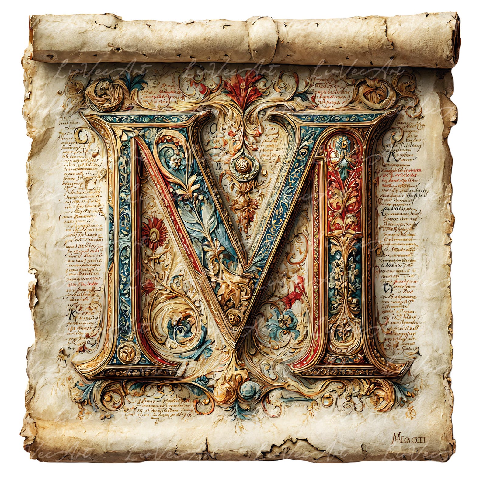 Medieval Scroll Alphabet – 36 Ancient Illuminated Manuscript Scrolls ...