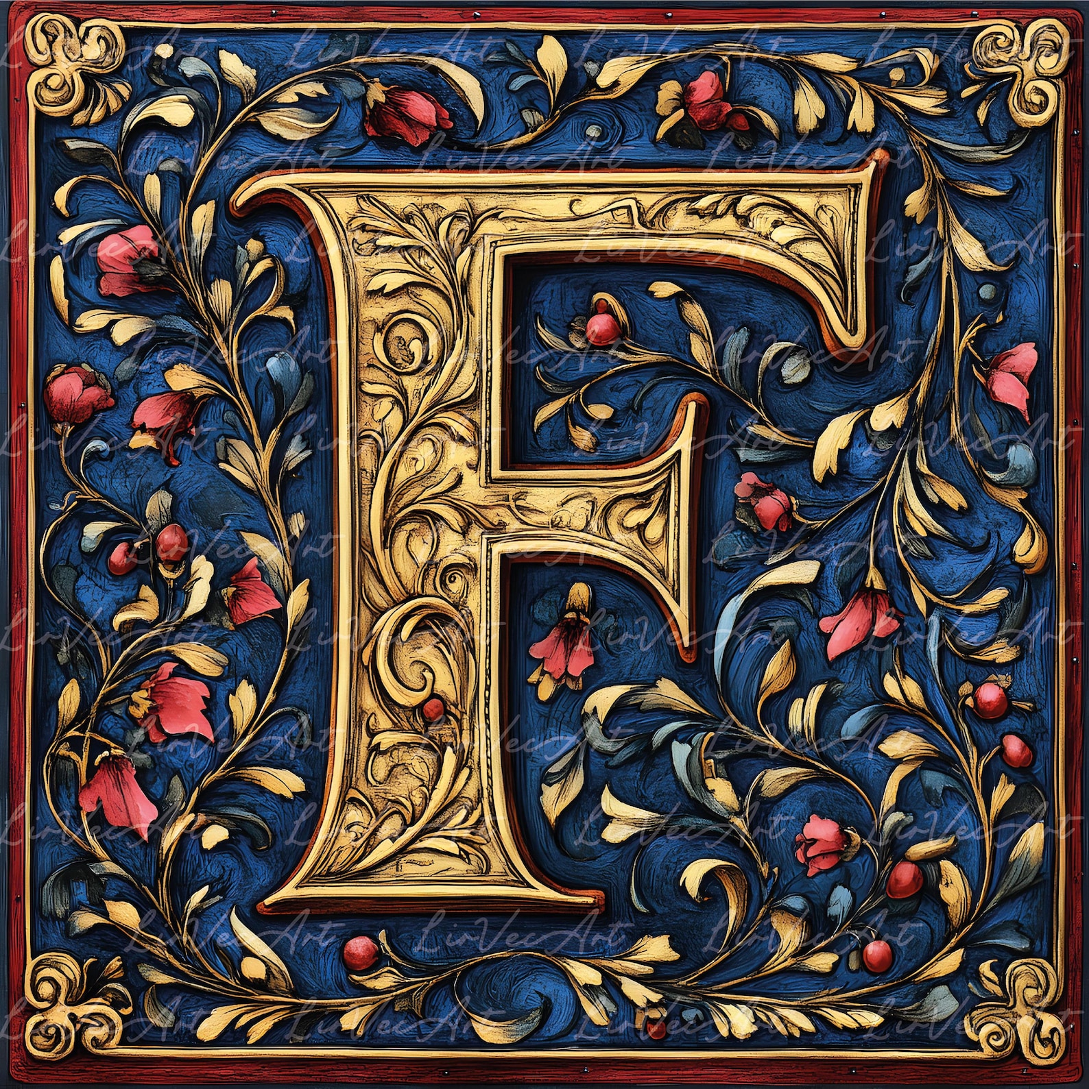 Illuminated Medieval Alphabet and Numbers – Ornate Gold Letters, Floral ...