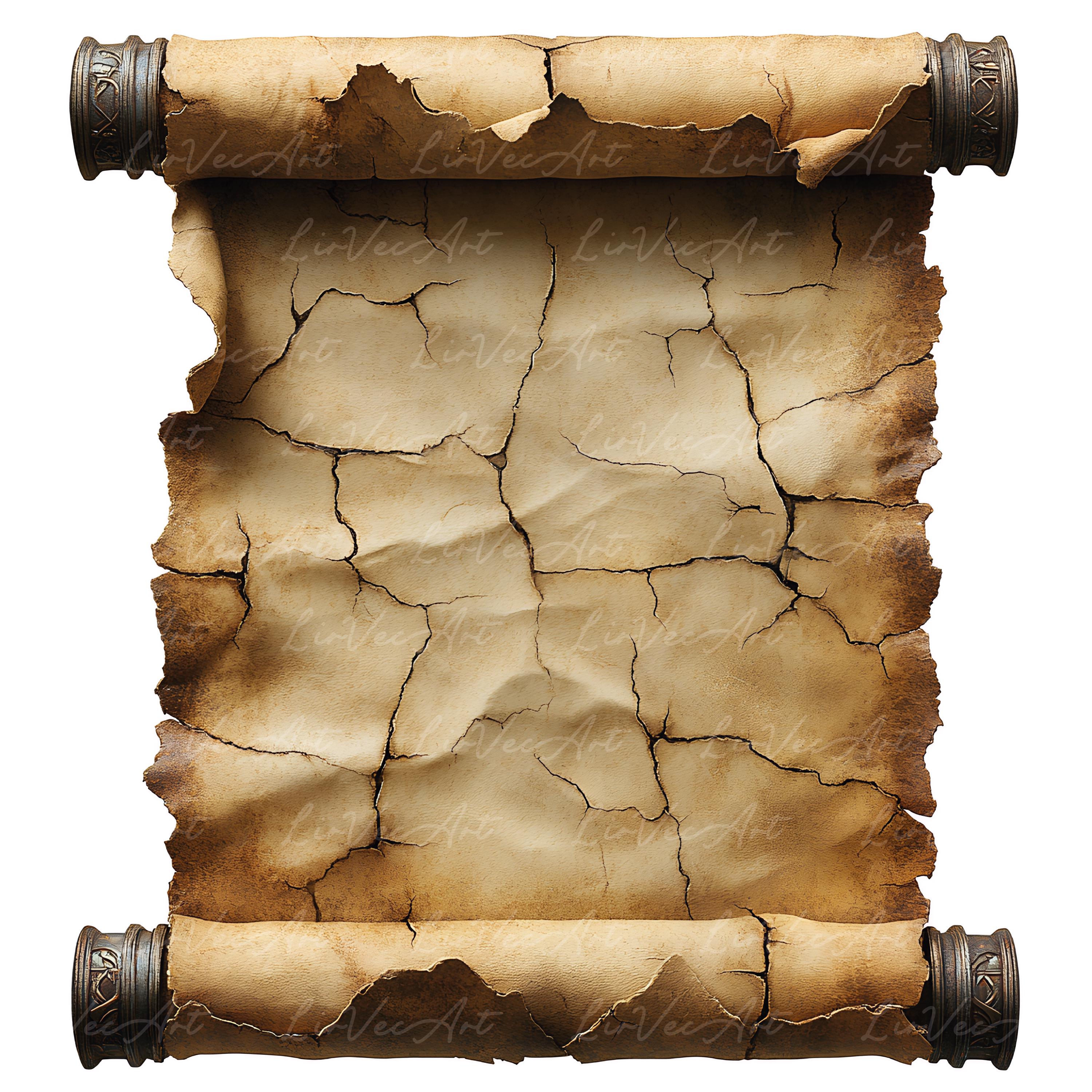 Vintage Scroll Clipart Bundle, 21 Vertical Medieval Parchment Scrolls ...