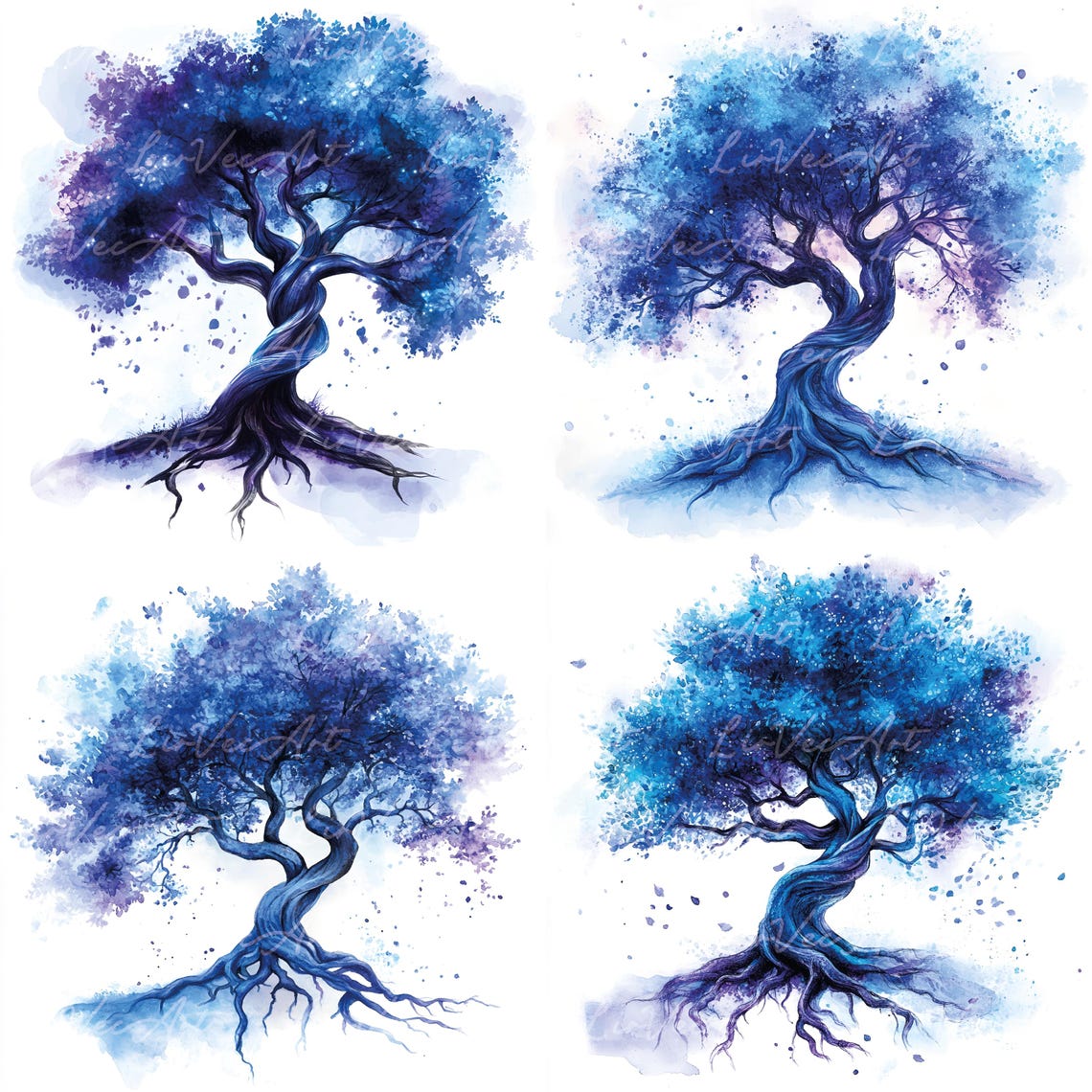 20 Watercolor Trees Clipart – Seasonal Tree Illustrations, Four Seasons ...