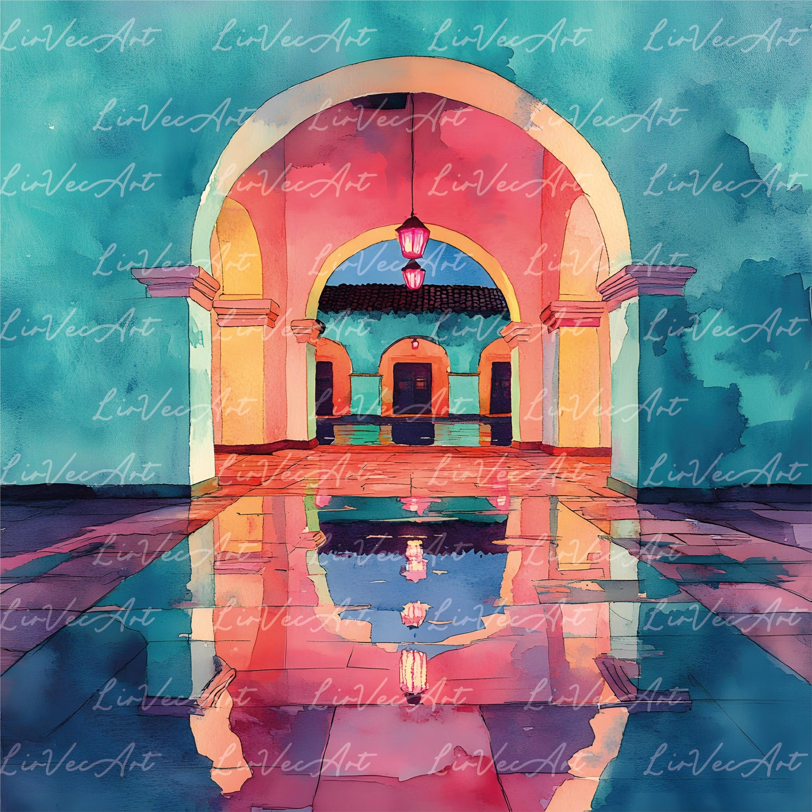 Mexican Colonial Arches – 35 Watercolor Illustrations of Vibrant ...