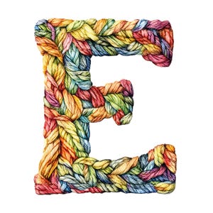 Knitted Alphabet Clipart – Colorful Yarn Letters & Numbers, Cozy Wool ...