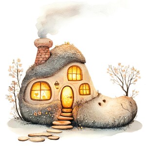 25 Whimsical Shoe House Cliparts – Fantasy Footwear Homes in Watercolor ...