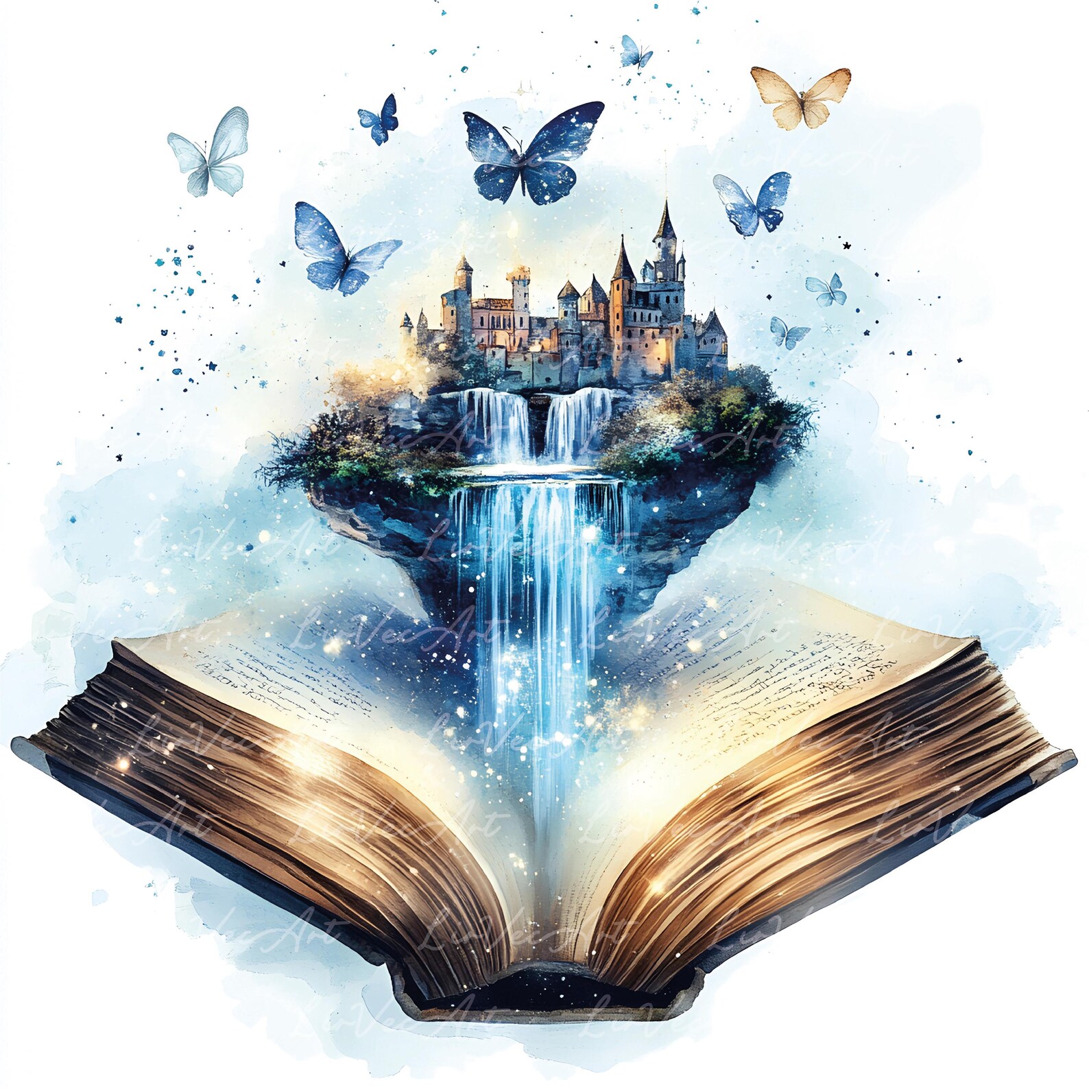20 Enchanted Fantasy Books – Magical Storybook Clipart, Watercolor Open ...