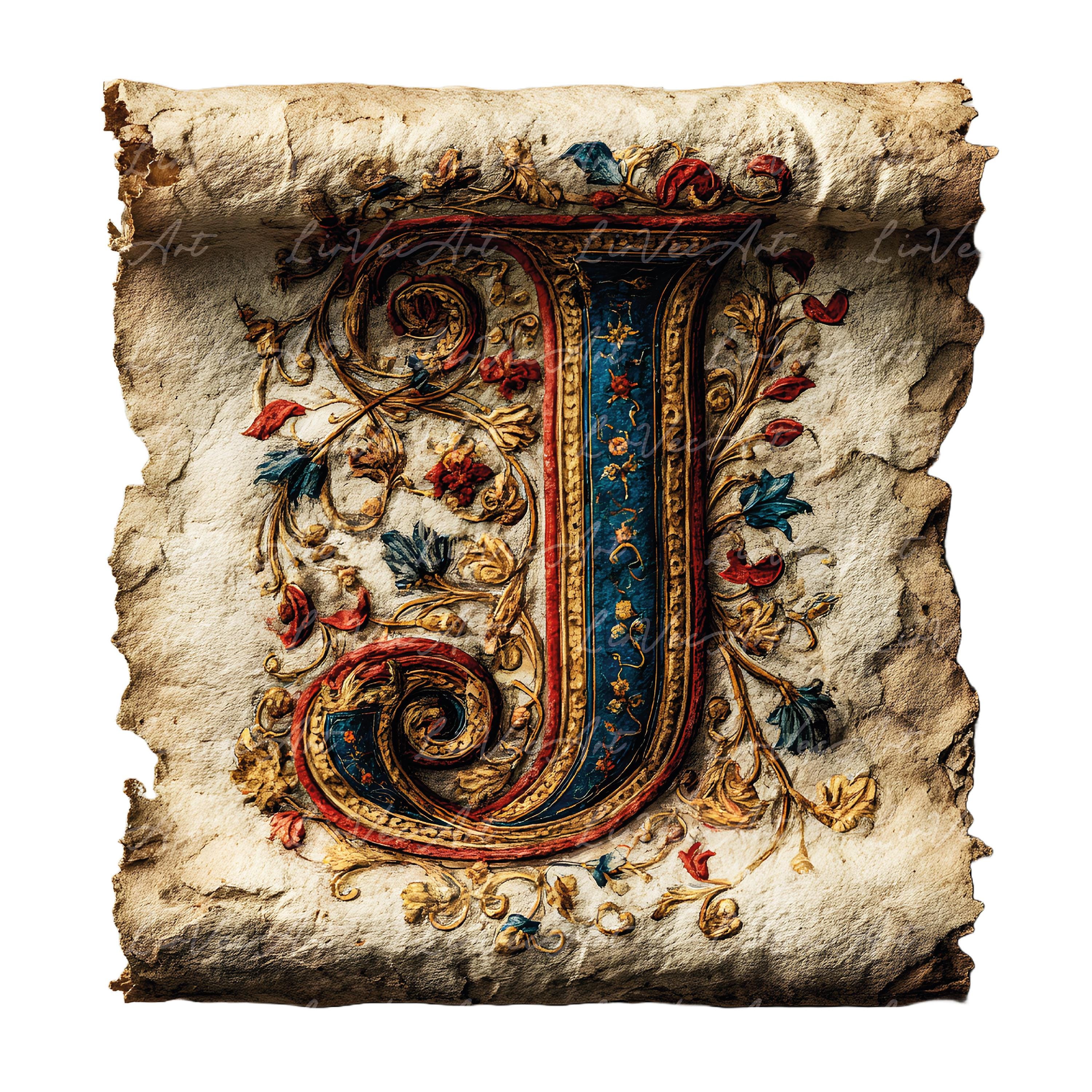 Medieval Scroll Alphabet – 36 Ancient Illuminated Manuscript Scrolls ...