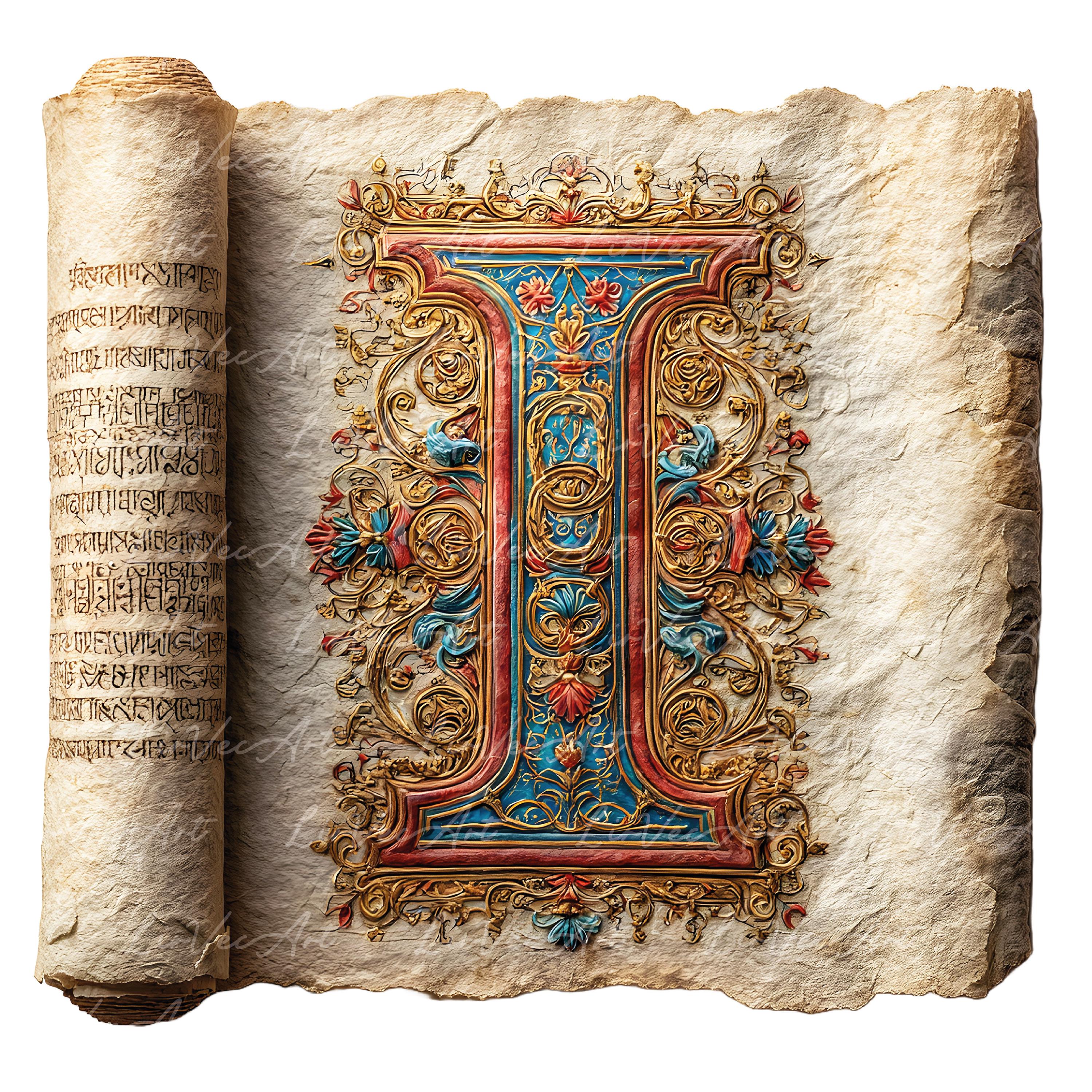 Medieval Scroll Alphabet – 36 Ancient Illuminated Manuscript Scrolls ...