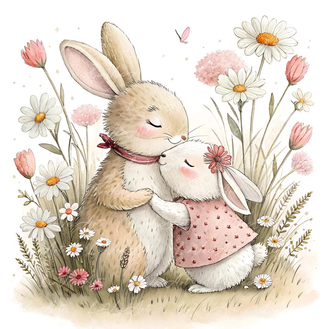 Watercolor Love Bunnies Clipart – 19 Romantic Bunny Couple ...