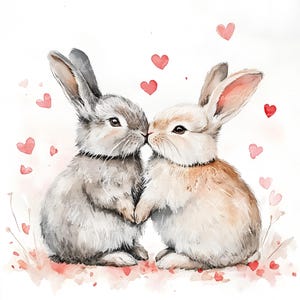 Watercolor Love Bunnies Clipart – 19 Romantic Bunny Couple ...