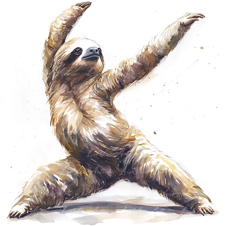 Relaxing Yoga Sloths Clipart – Funny Zen Sloth Illustrations, Yoga ...