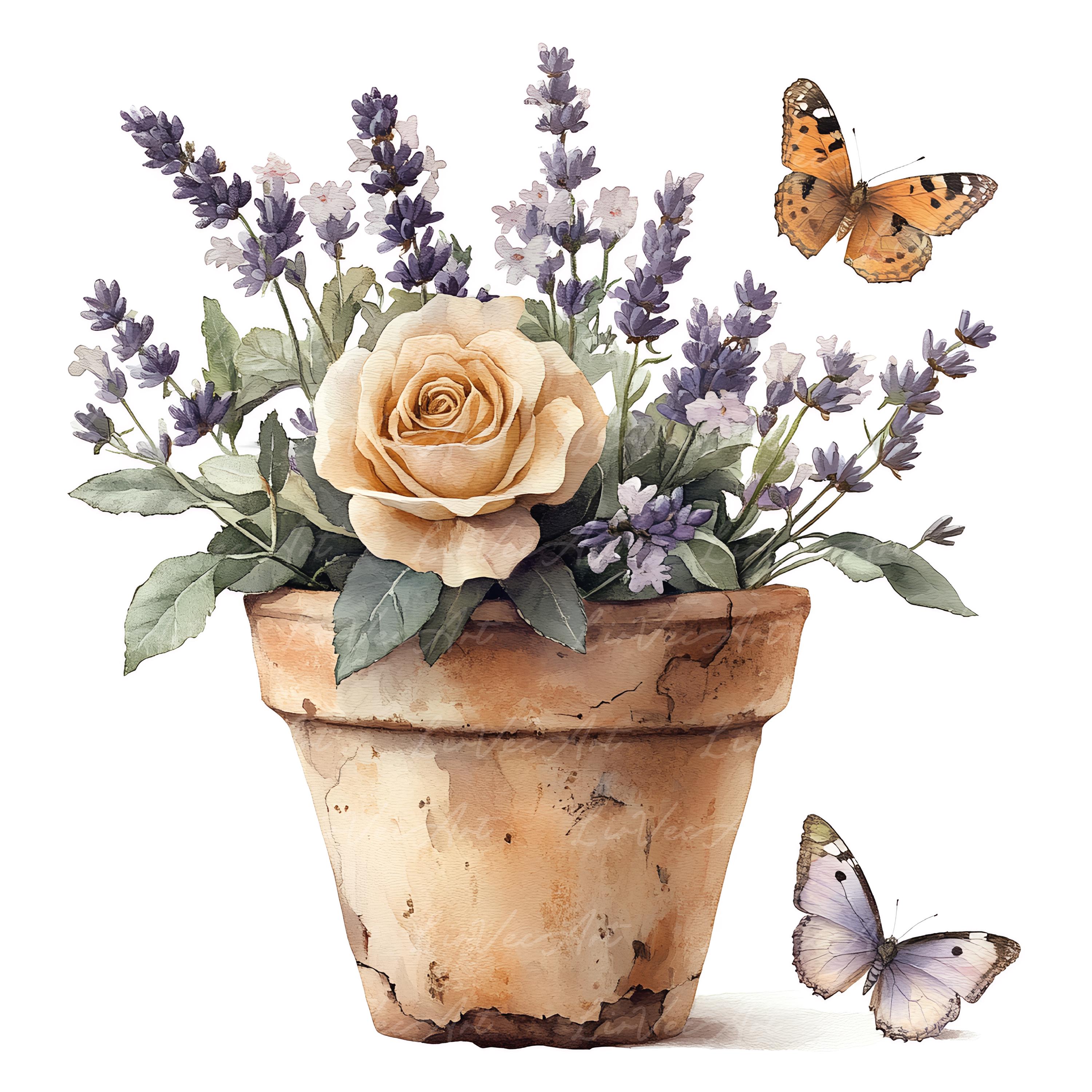 Shabby Chic Flower Bouquet Clipart – 25 Rustic Watercolor Floral ...