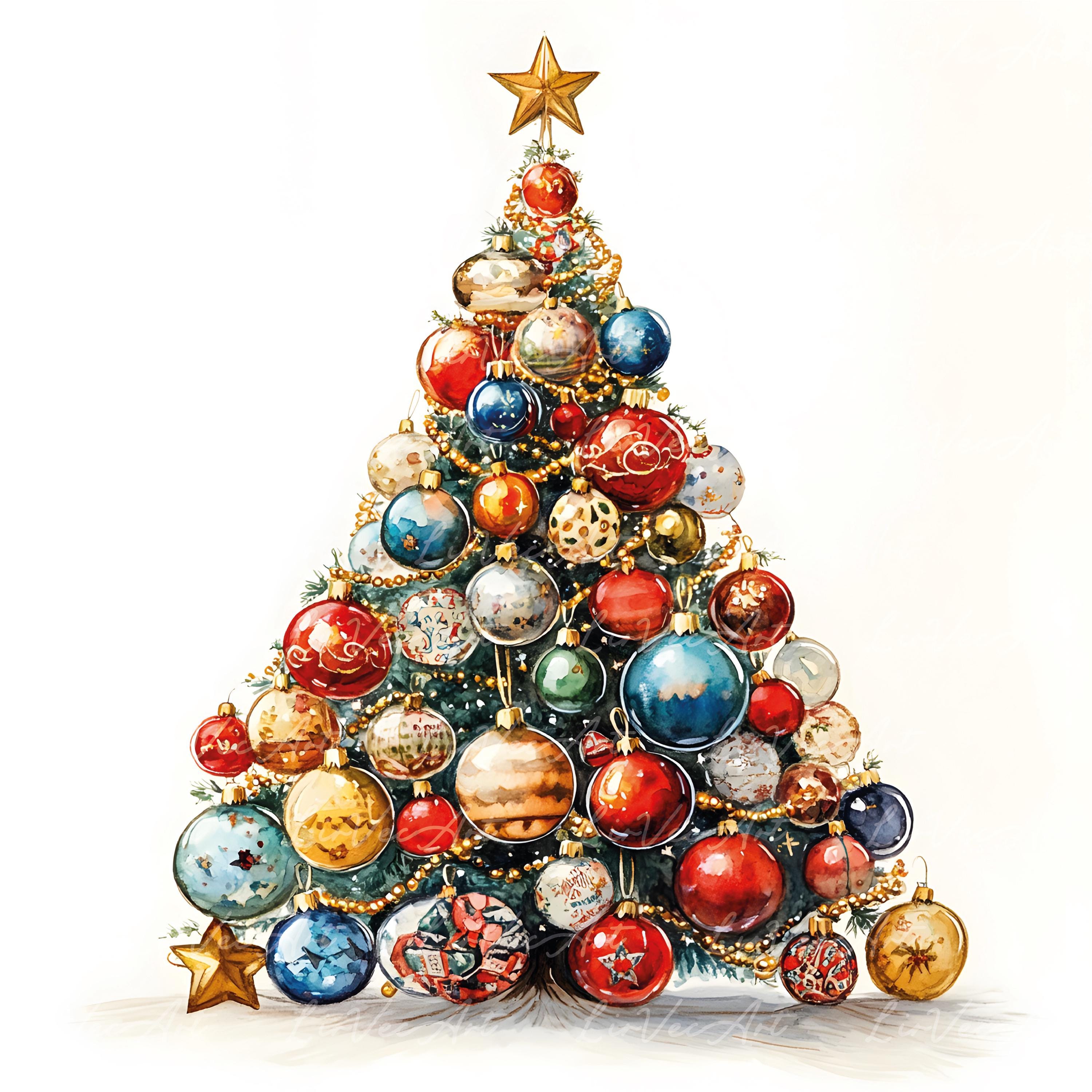 40 Watercolor Christmas Trees Clipart Bundle – Festive Holiday Tree ...