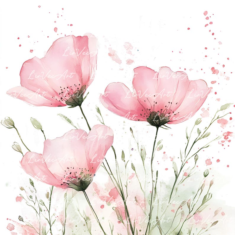 Watercolor Flower Clipart Bundle 20 High Resolution Floral ...