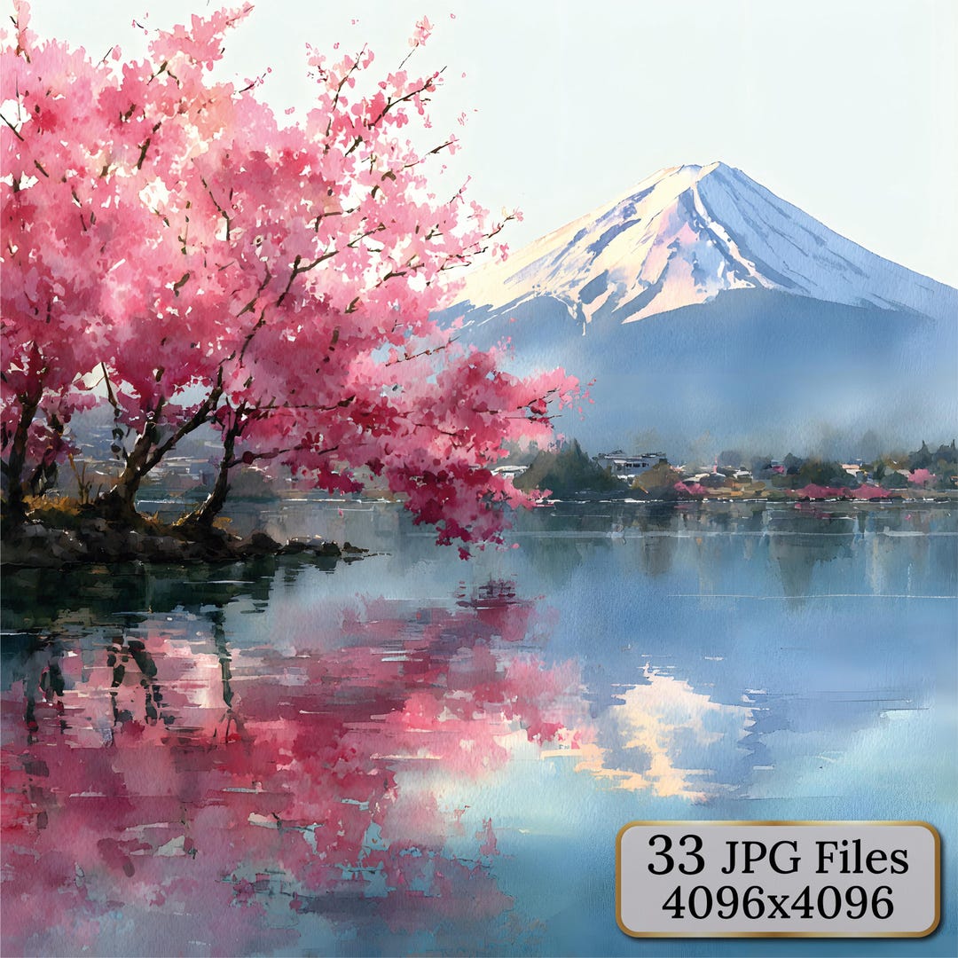 Japanese Landscape Watercolor Clipart – 33 Scenic Japan Views With ...