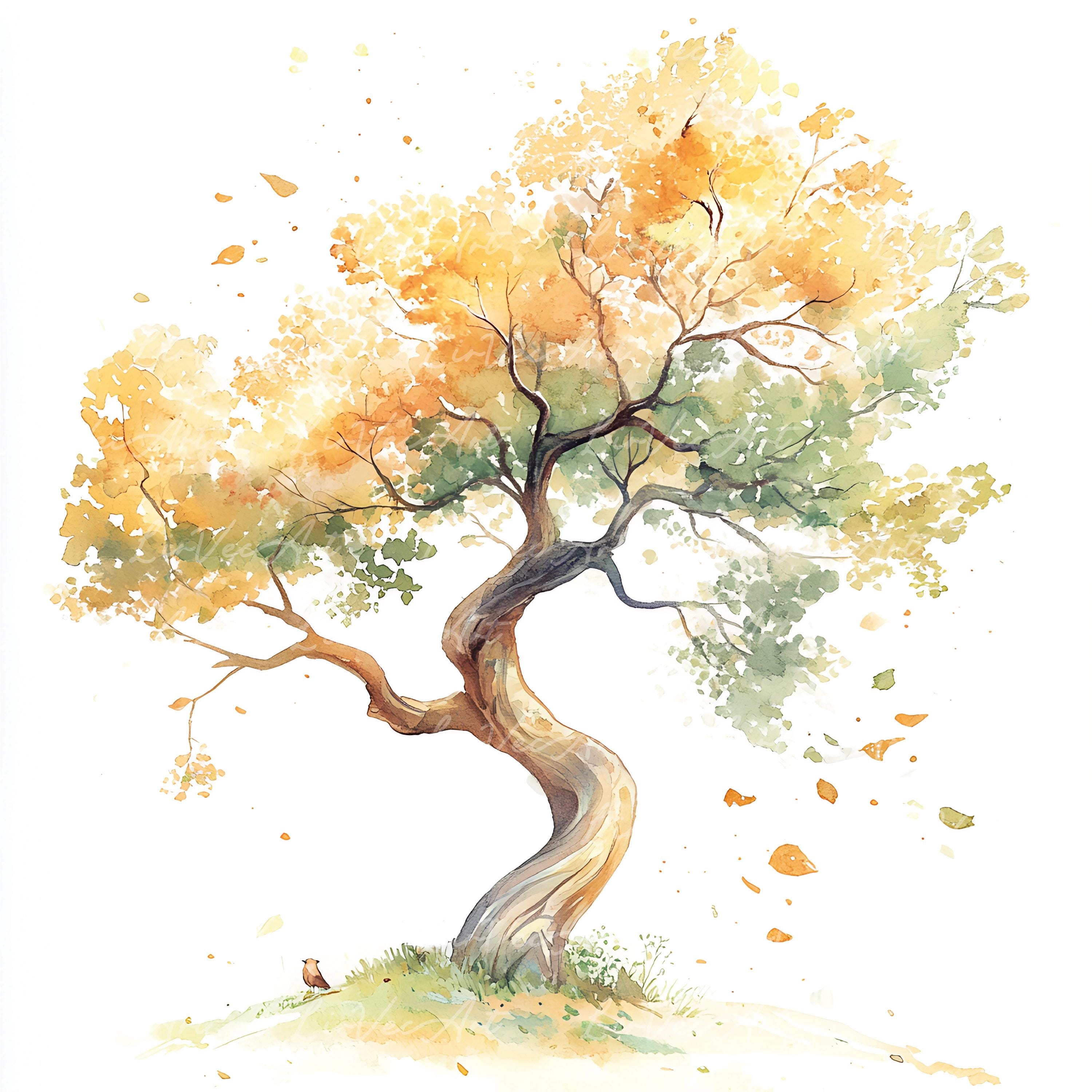 20 Watercolor Trees Clipart – Seasonal Tree Illustrations, Four Seasons ...